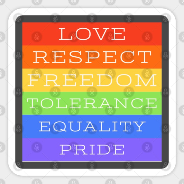 Gay Pride Rainbow Equality Tolerance Freedom Respect Love T-shirt ...