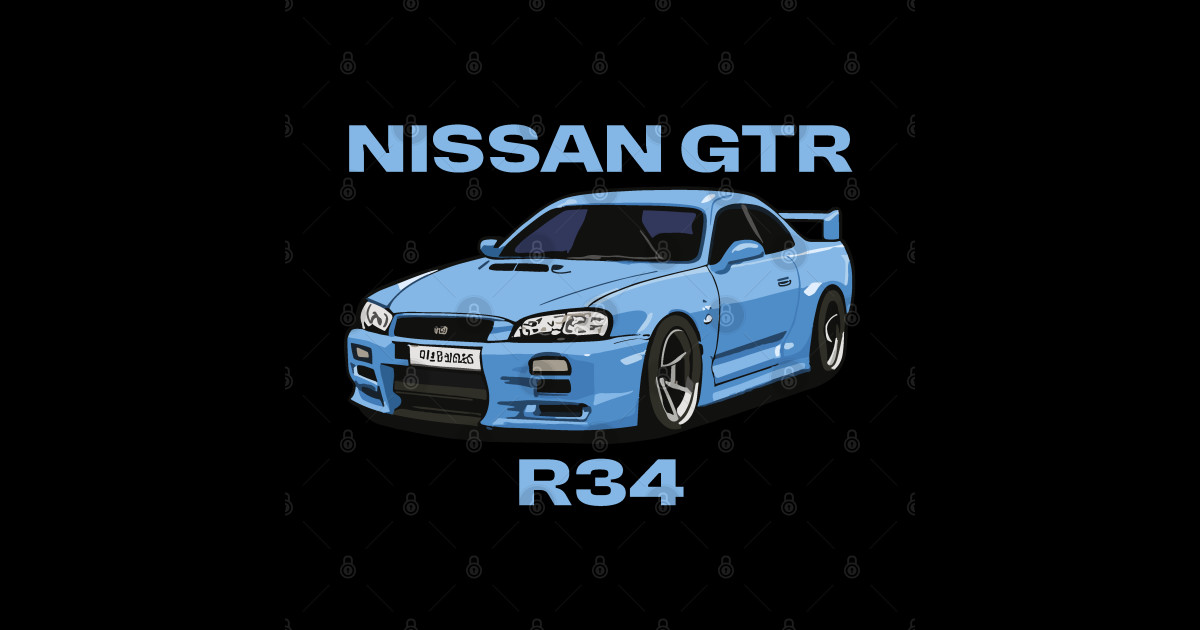 Nissan GTR R34, Skyline GTR R34 - Nissan Gtr R34 - Sticker | TeePublic