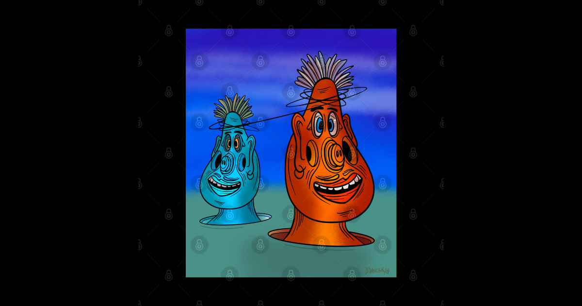 Weird Moai type cartoony creatures coming out of the ground - Weird ...