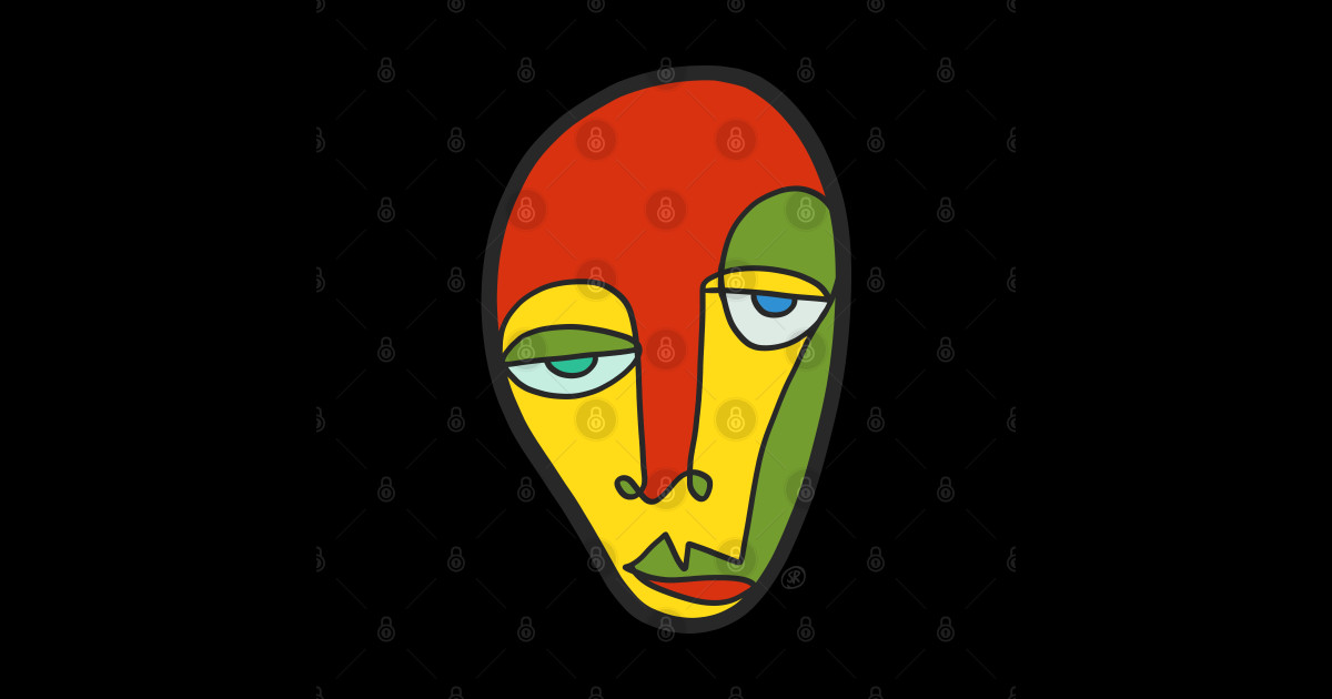 Simple lines face (color) - Face - Sticker | TeePublic