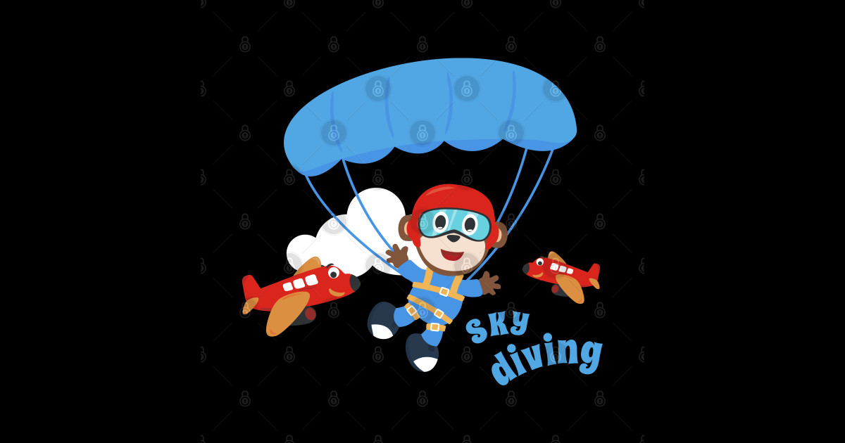 Vector illustration of a cute skydiver - Skydiving Theme Party ...