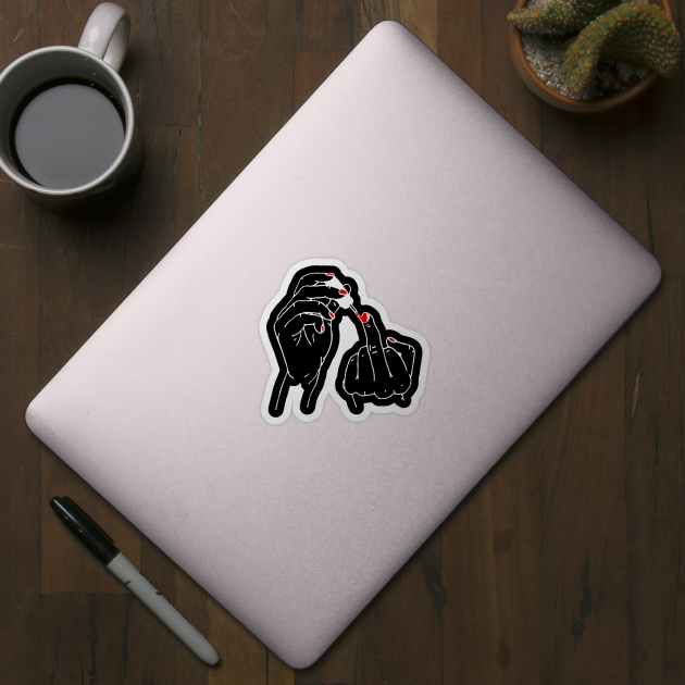 Painted Middle Finger Nail - Middle Finger Salute - Sticker | TeePublic