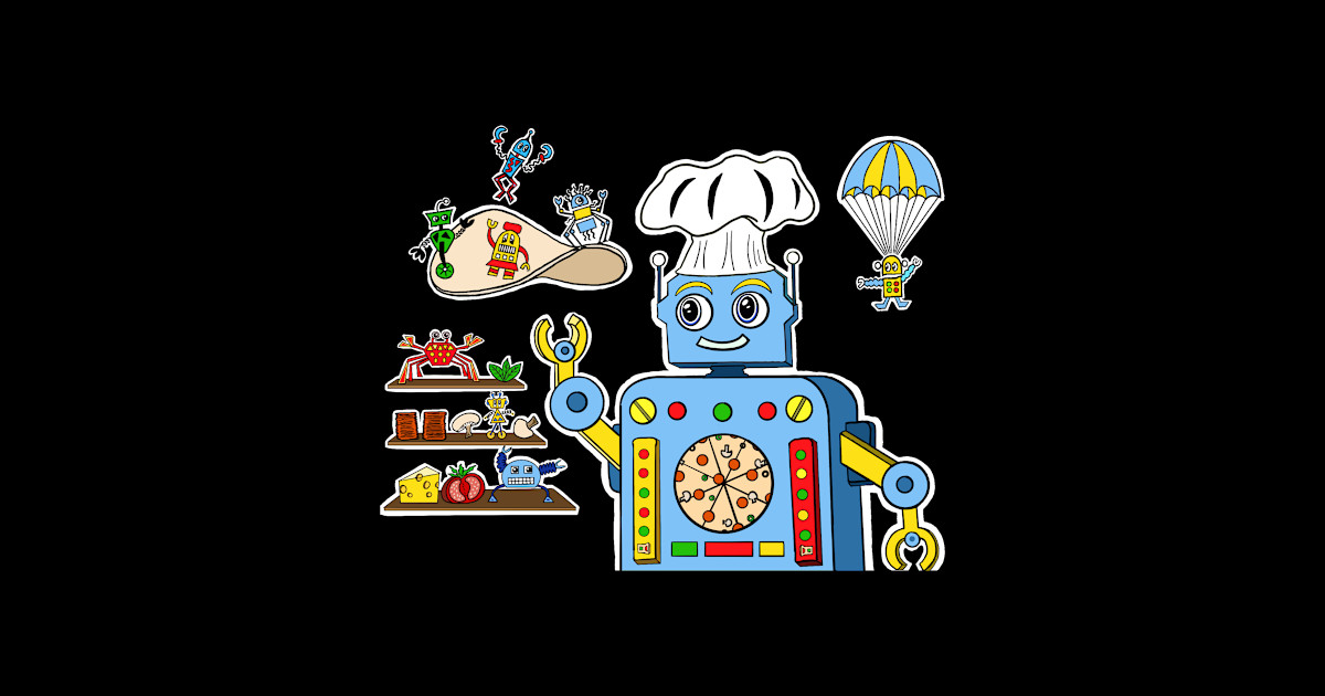 Pizzabot V2 - Pizza - Sticker | TeePublic