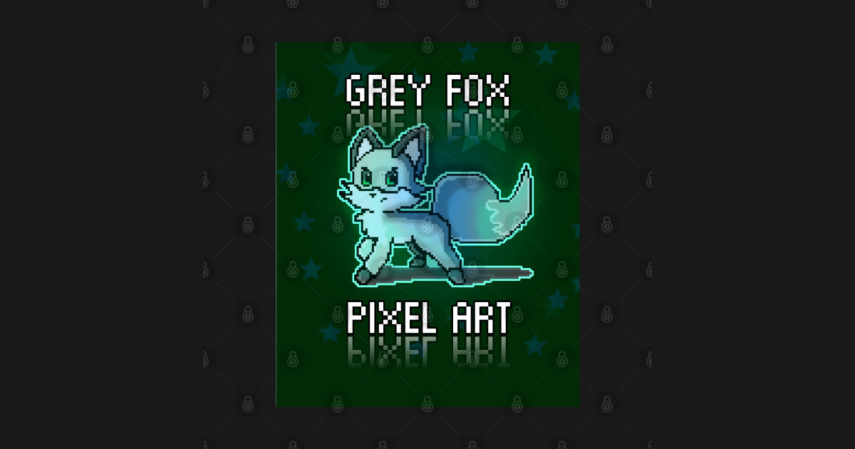 Cute Grey Fox Pixel Art - Gamer Sprites Digital Art Lovers - Grey Fox ...