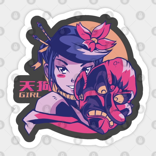 Tengu Anime Girl - Anime - Sticker | TeePublic