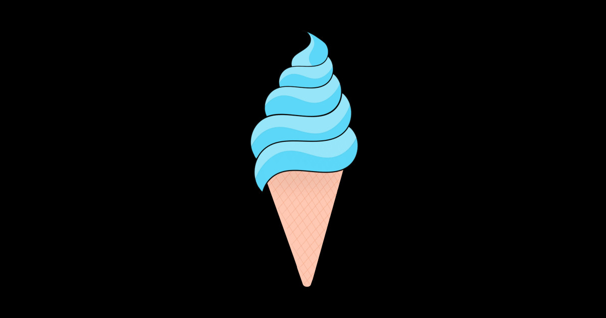 Blue ice cream with cone - Cute Food - Sticker | TeePublic