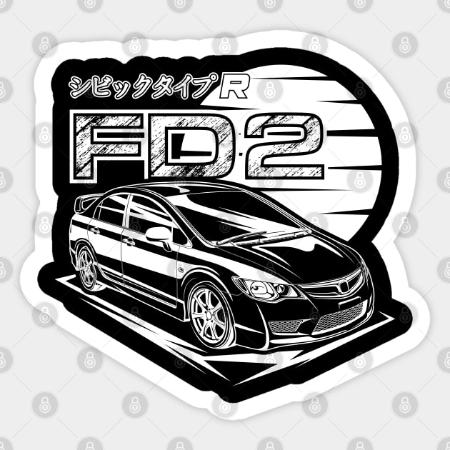 Civic FD2 Type R - White Print - Civic Type R - Sticker | TeePublic