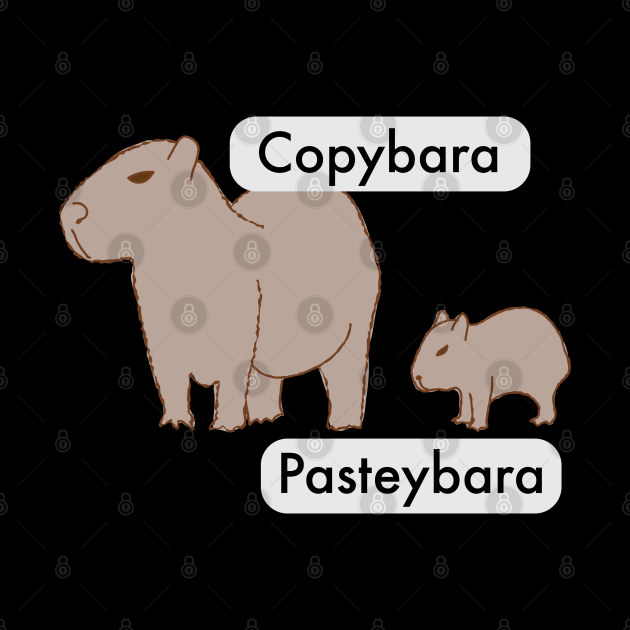 Capybara and Baby Capybara Pup, Copy Paste Pun Copybara Pasteybara ...
