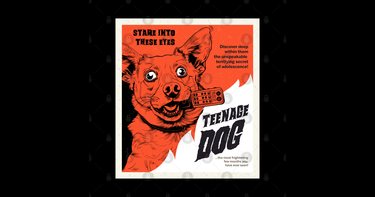 Teenage Dog! (Black Sunday spoof) - Funny Dogs - Sticker | TeePublic
