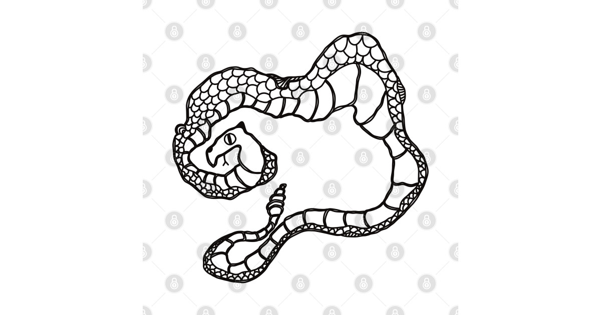 Curled Snake Doodle – Minimal Reptile Illustration - Snake - T-Shirt ...