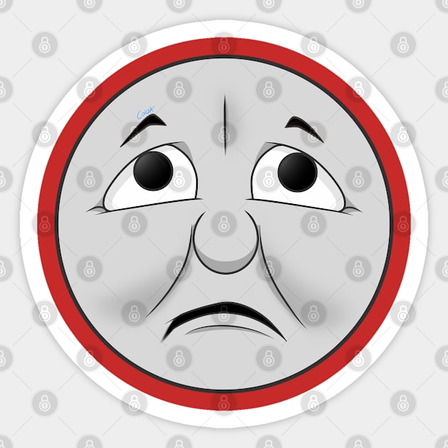 James sad face - James The Red Engine - Sticker | TeePublic