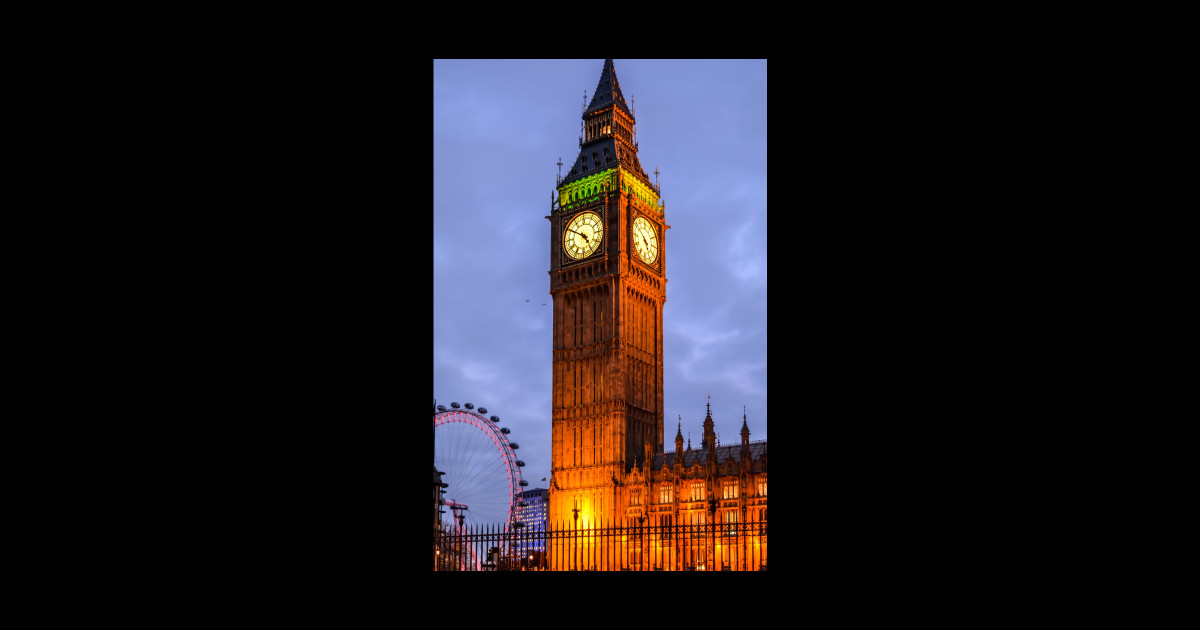 Elizabeth Tower at night - Ferris Wheel - Sticker | TeePublic