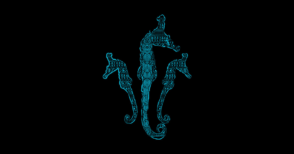 Polynesian Tribal Pattern Seahorses Hawaiian Block Print Style ...