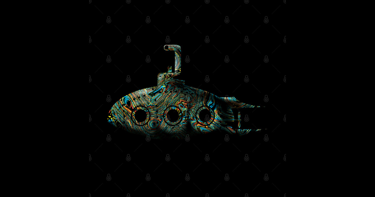 Trippy Psychedelic Submarine - Submarine - Sticker | TeePublic