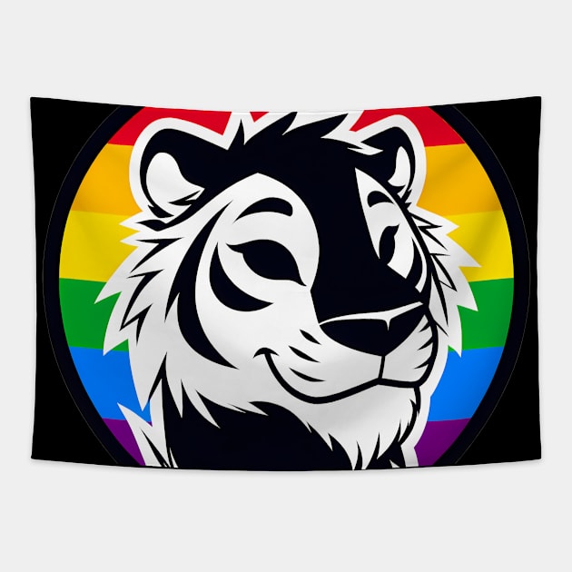 LGBTQ Pride Tiger Anthro Furry Rainbow Logo - Furry - Tapestry | TeePublic