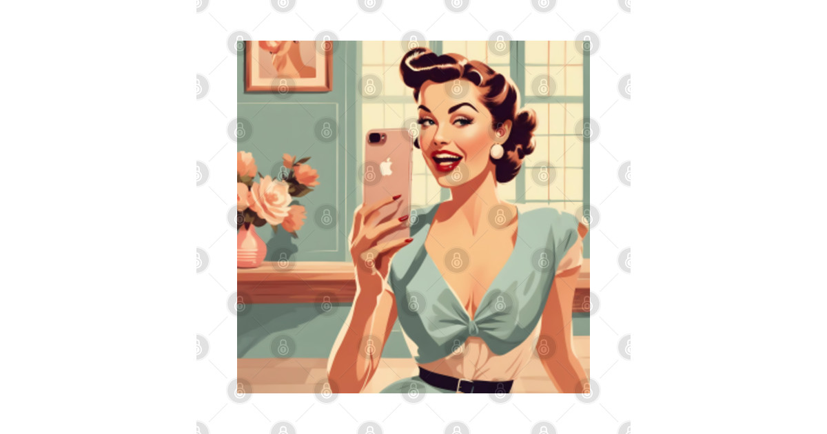 Vintage Selfie Retrogram Pin Up Girl Art Pin Up Girl T Shirt