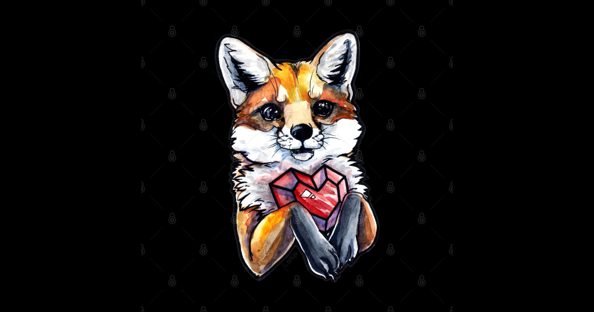 Fox with a heart - Fox Lover Gift - Sticker | TeePublic