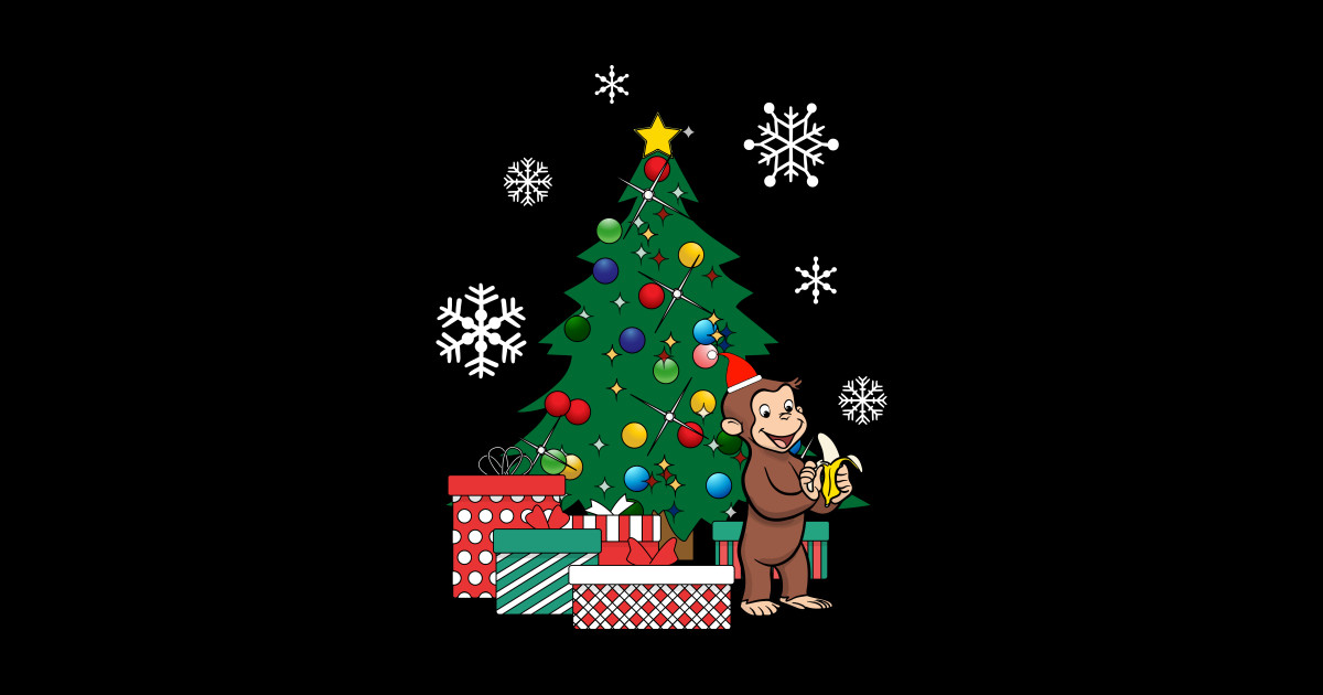 Curious George Around The Christmas Tree - Curious George - Mug | TeePublic
