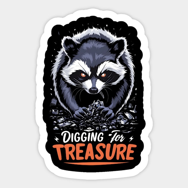 Digging For Treasure - Raccoon - Sticker | TeePublic