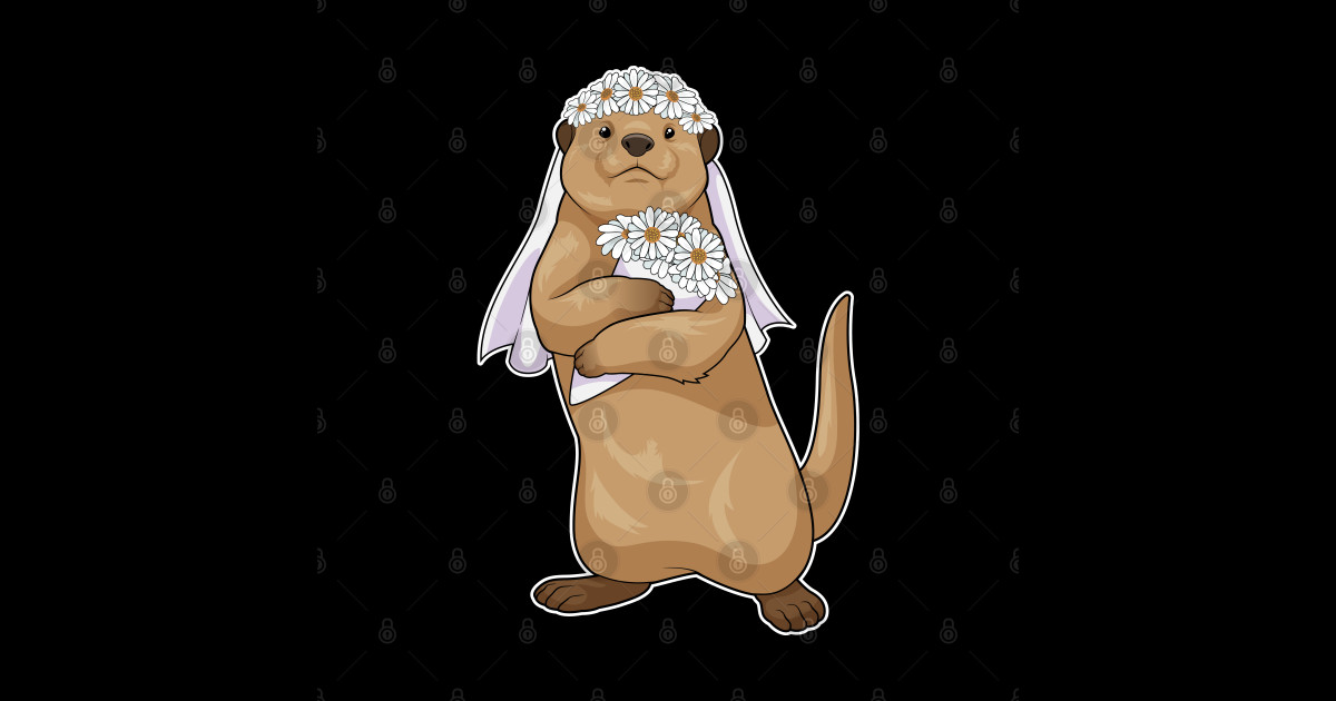 Otter Bride Flower Wedding - Bachelorette - Sticker | TeePublic