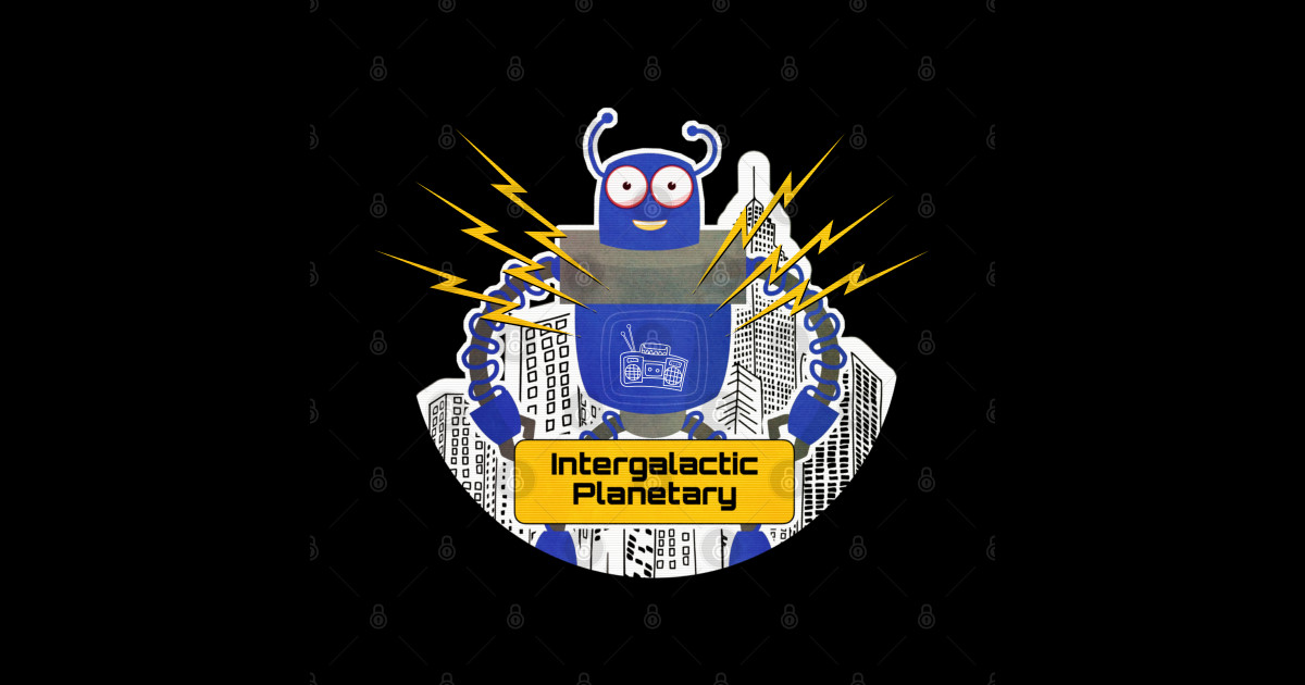 Intergalactic Planetary 90s Song Robot with Radio - Music - Sticker ...
