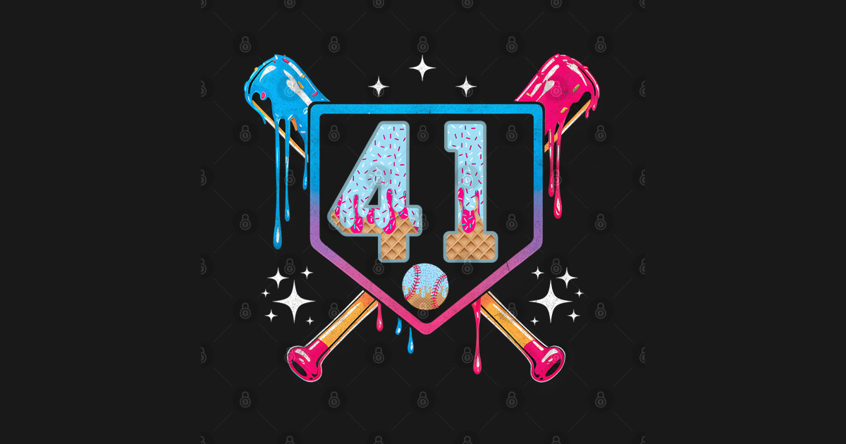 Baseball 41 Ice Cream Drip 41th Number 41 - Baseball Birthday - T-Shirt ...