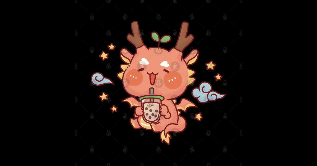 Cute Boba Dragon - Dragon - Sticker | TeePublic