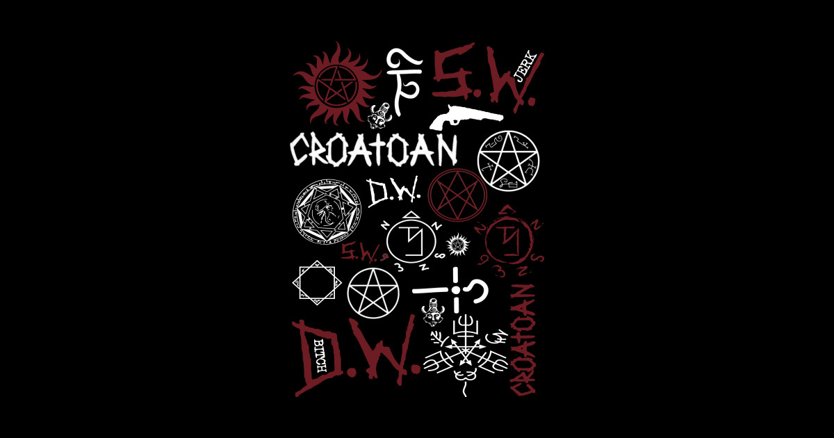 SPN Angel and Demon Sigils (white/red version) - Supernatural - Posters ...