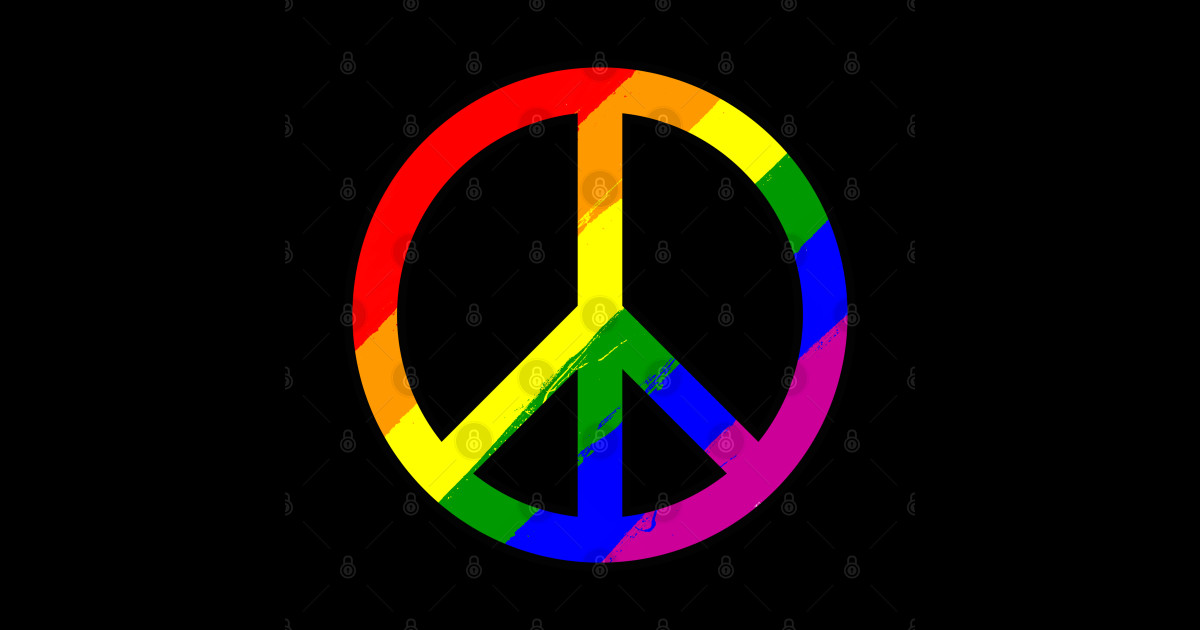 Rainbow Peace Sign LGBTQ Pride Flag - Rainbow Peace Sign - Magnet ...