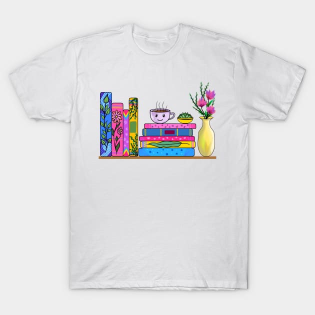 Subtle Pan-inspired Bookshelf - Pansexual - T-Shirt | TeePublic