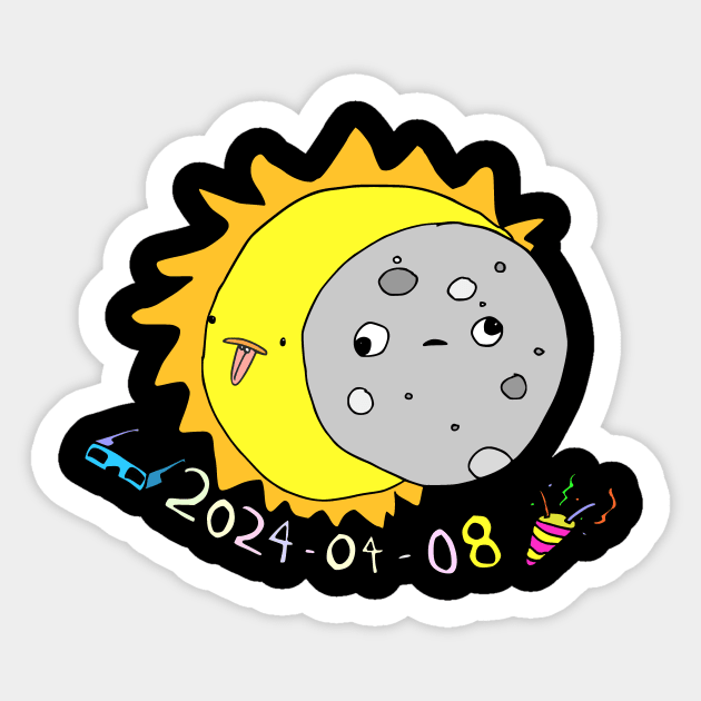 Total Solar Eclipse April 2024 Cute Moon & Sun - Eclipse 2024 - Sticker ...