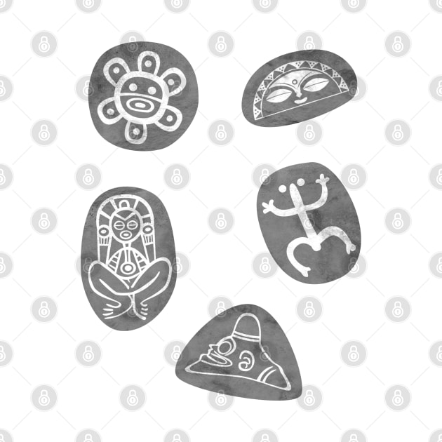 Puerto Rico Taino Symbols Grey Rocks Coqui Sun Atabey Cemi Moon ...
