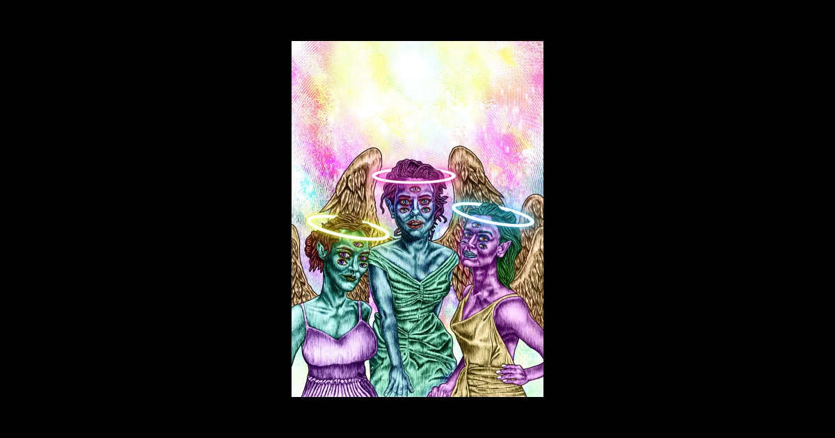 ANGELS - Psychedelic - Sticker | TeePublic