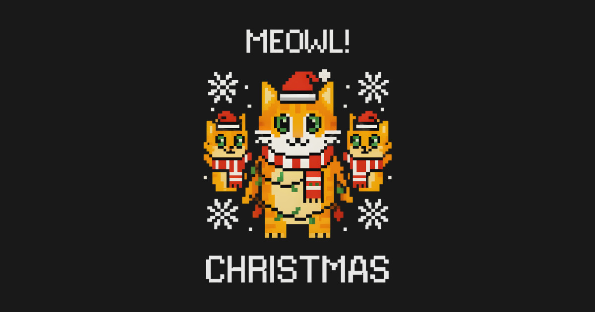 Meowl 8-Bit - Christmas Funny Meow Cat Owl Brainrot Meme - Meowl - T ...