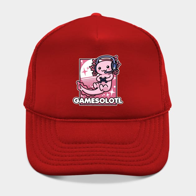 Gamesalotl Cute Kawaii Axolotl Gamer - Gamer - Hat | TeePublic