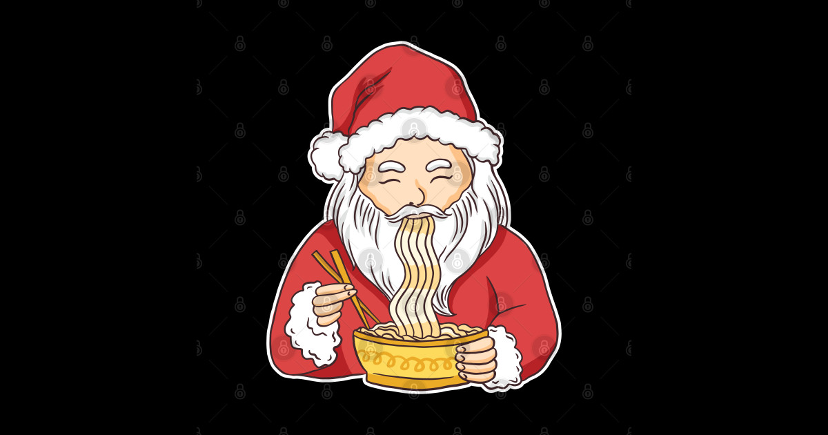 Santa Is Eating Pasta - Santa Claus Pasta - Sticker | TeePublic