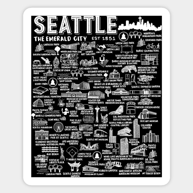 Seattle Map - Seattle - Sticker | TeePublic