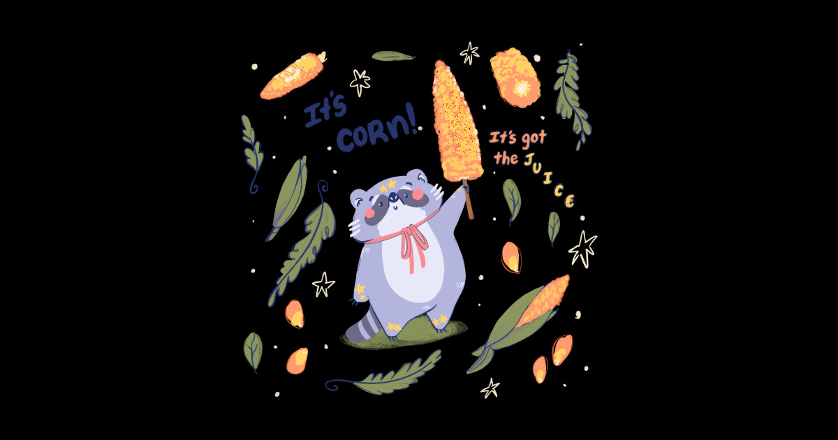 It's corn! - Raccoon - Sticker | TeePublic