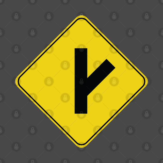 Caution Road Sign Slanting Intersection - Caution - T-Shirt | TeePublic