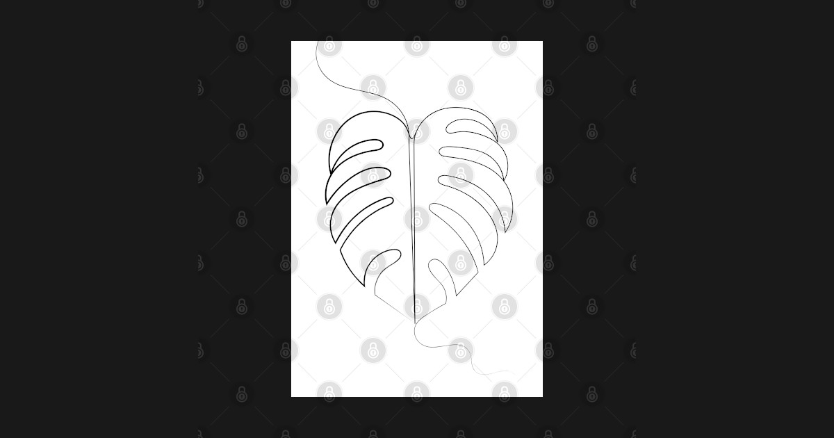 Swiss Cheese Plant Leaf Line Drawing - Swiss Cheese Plant - T-Shirt ...
