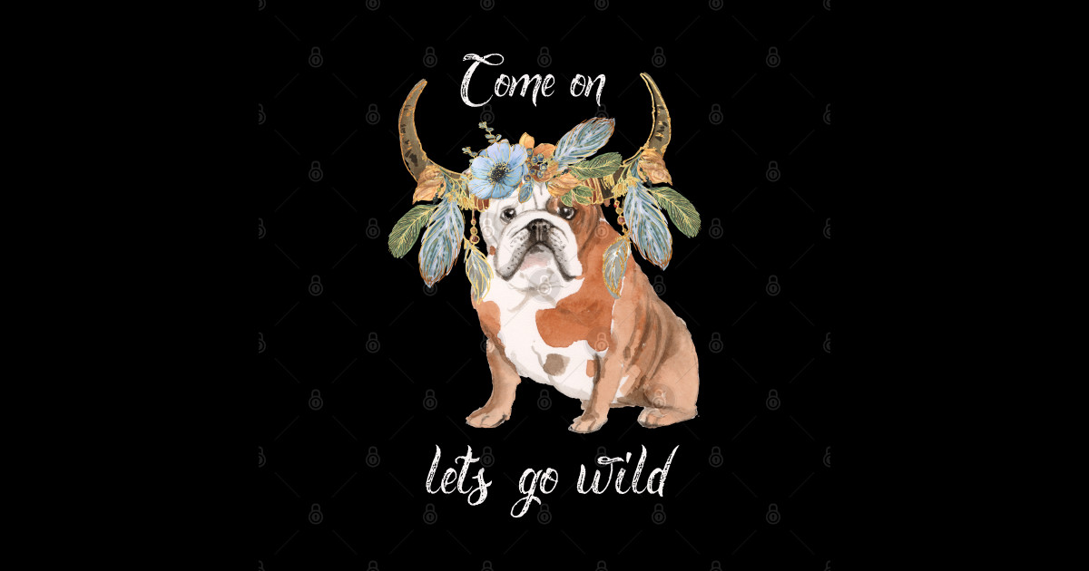 Boho Bulldog - English Bulldog Funny - Sticker | TeePublic