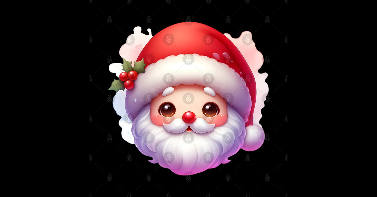 Cute Santa Face Funny Christmas Day Santa Claus - Santa Claus - Sticker ...