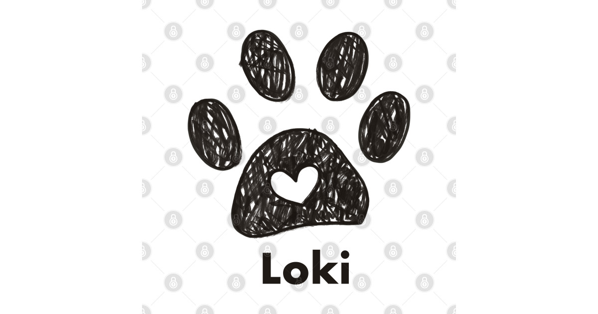 Loki name made of hand drawn paw prints - Loki Name Made Of Hand Drawn ...
