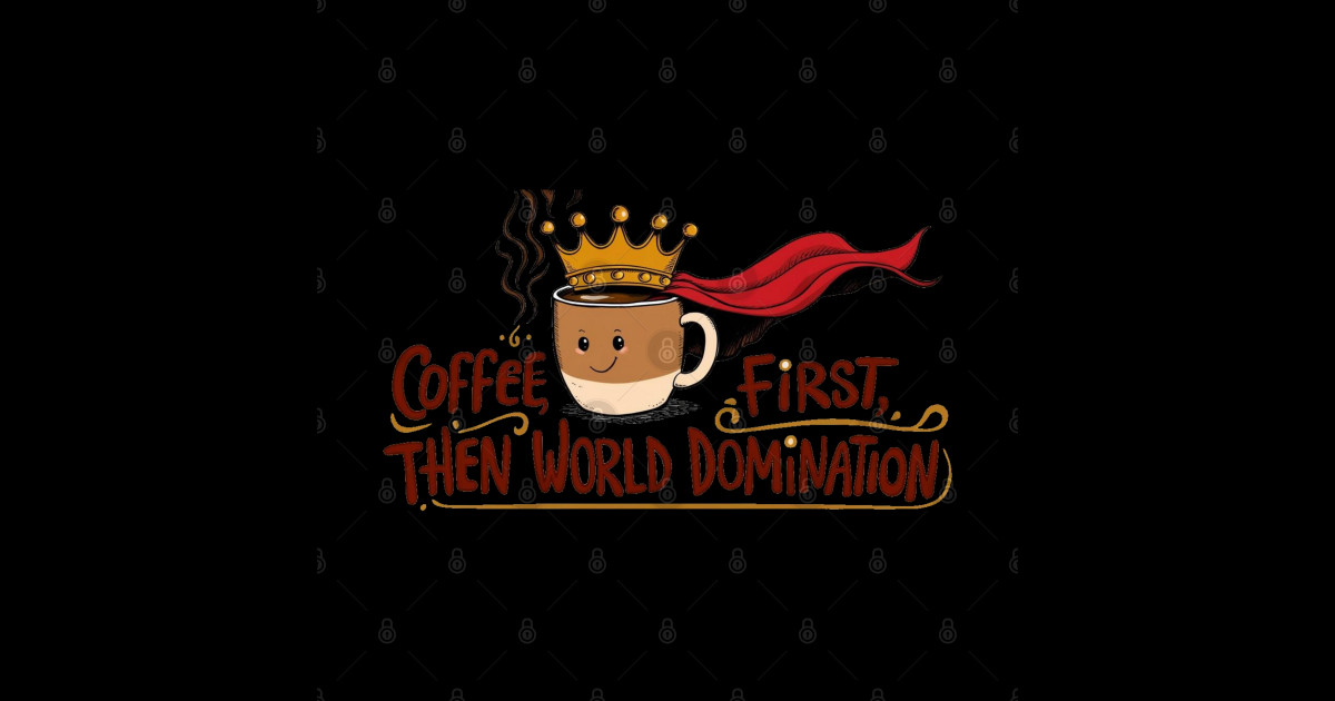 Coffee First, Then World Domination - Coffee - Sticker | TeePublic