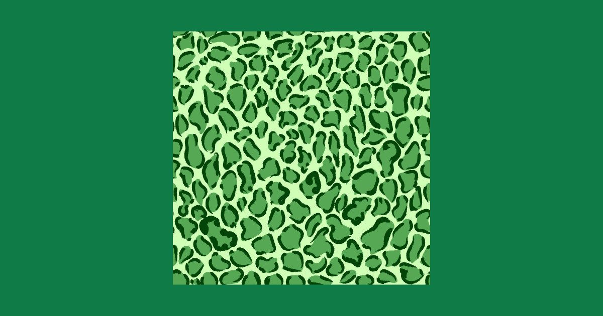 Green Retro Leopard Print Animal Fur Texture - Leopard Print - T-Shirt ...
