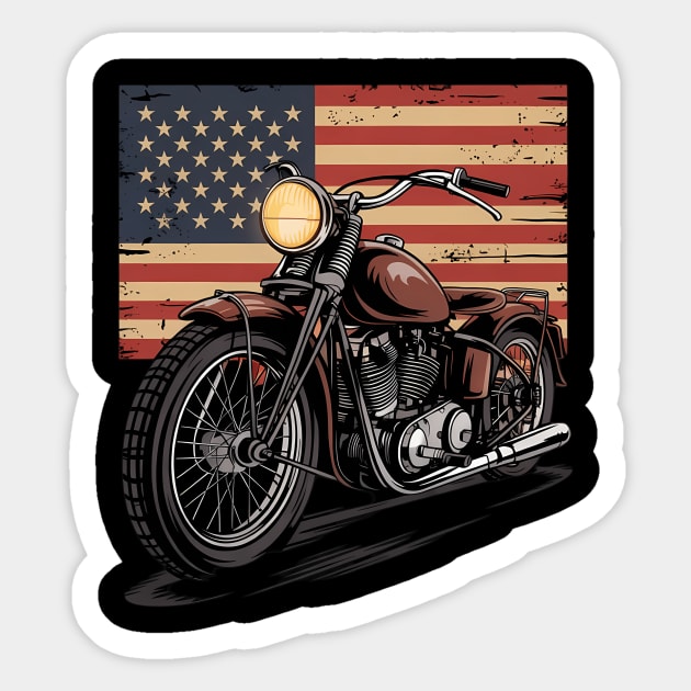 Motorcycle USA Flag Biker - Motorcycle - Sticker | TeePublic