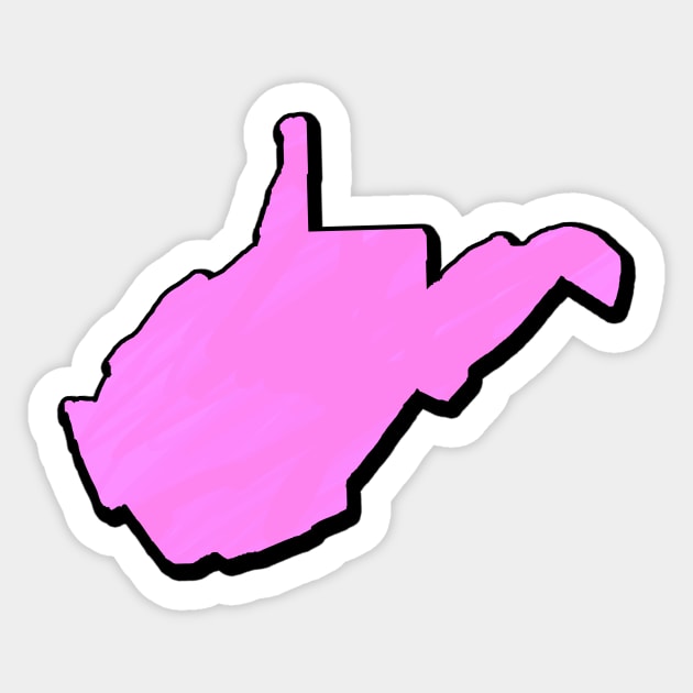 Pink West Virginia Outline - Pink West Virginia Outline - Sticker ...