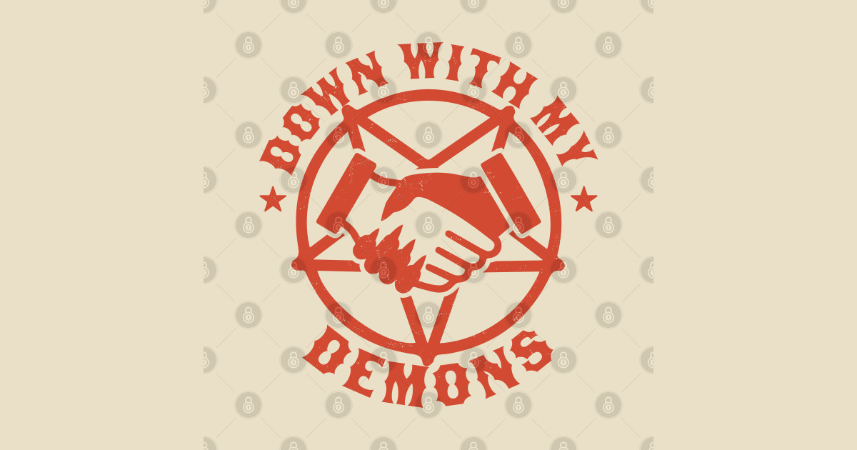 Down With My Demons Deal Handshake Gothic Goth Retro Vintage - Down ...