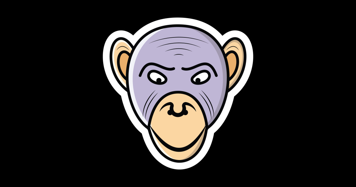 Monkey Head Cartoon Character Sticker vector illustration. Animal ...