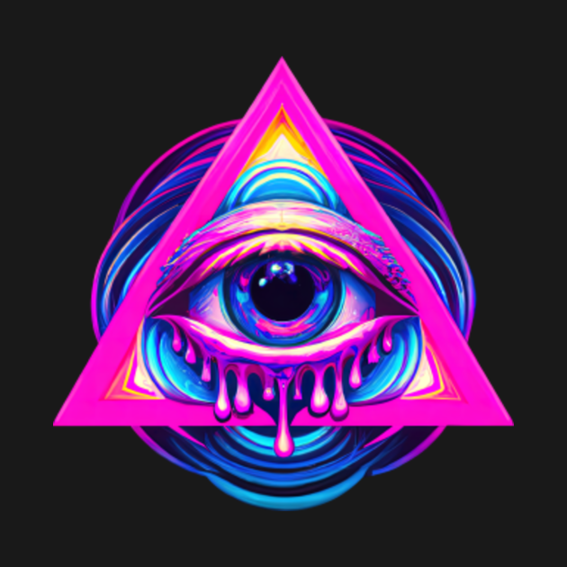 Psychedelic Neon Dripping Eye Emblem - Psychedelic - T-Shirt | TeePublic